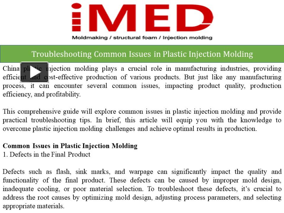 Troubleshooting Common Issues in Plastic Injection Molding presentation ...