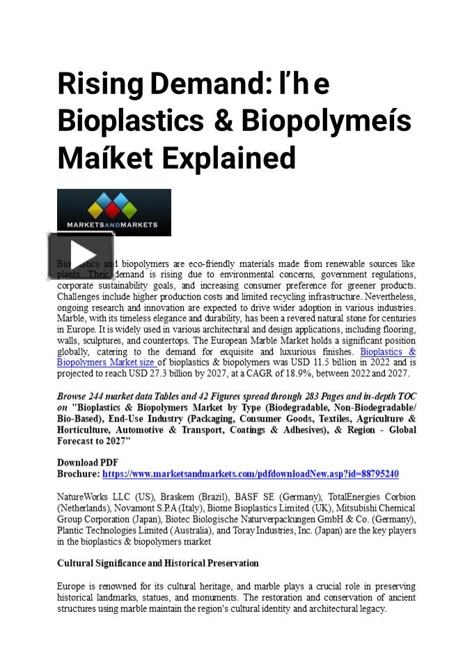 PPT – Global Biopolymers Industry: Growth and Opportunities PowerPoint ...