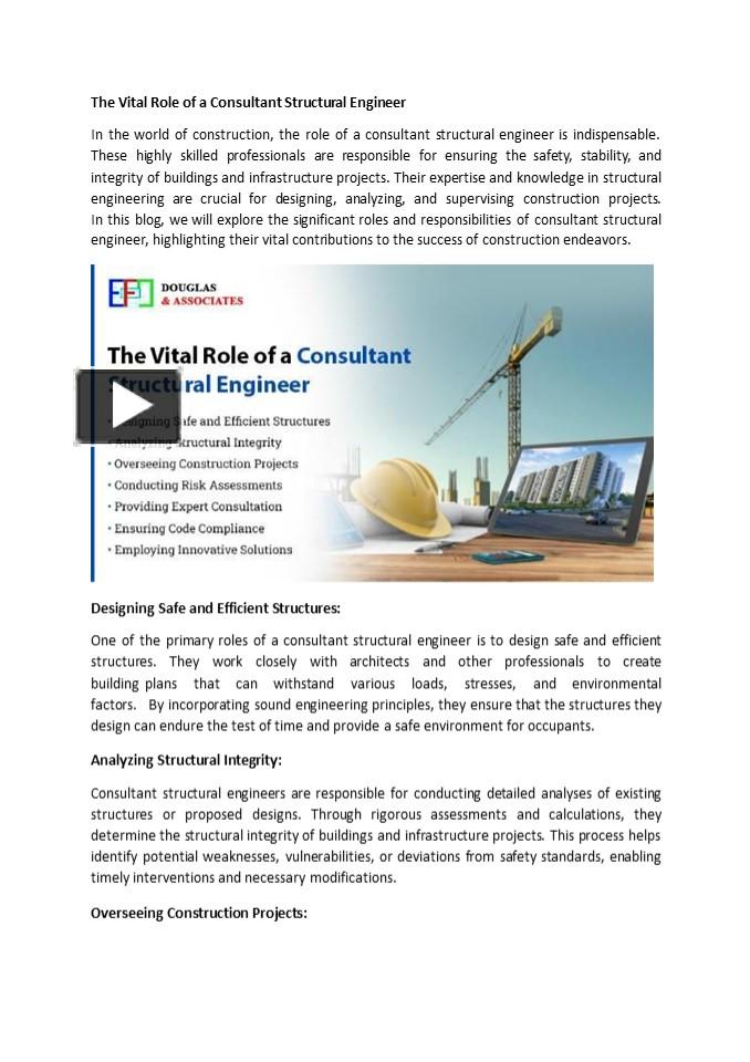 PPT – The Vital Role of a Consultant Structural Engineer PowerPoint ...
