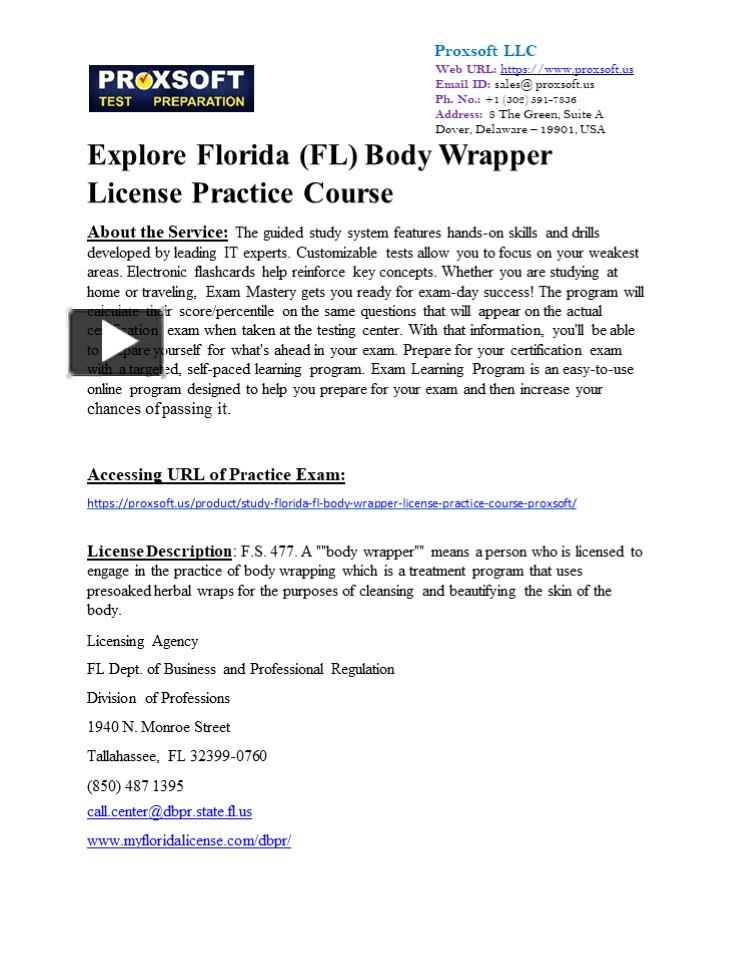PPT – Explore Florida (FL) Body Wrapper License Practice Course ...