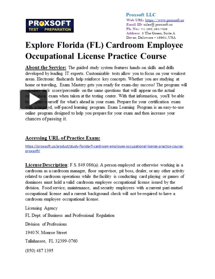 PPT – Explore Florida (FL) Cardroom Employee Occupational License ...