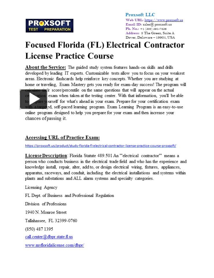 Focused Florida (FL) Electrical Contractor License Practice Course ...