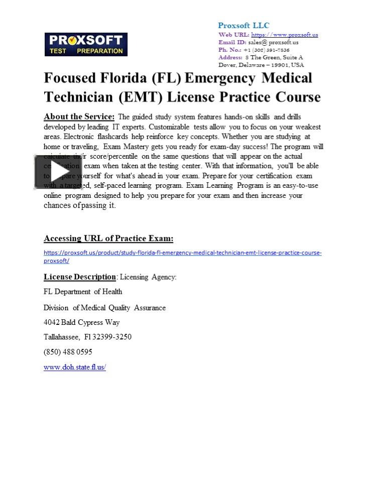 PPT – Focused Florida (FL) Emergency Medical Technician (EMT) License ...