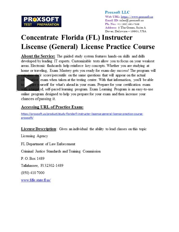PPT – Concentrate Florida (FL) Instructer Liscense (General) License ...