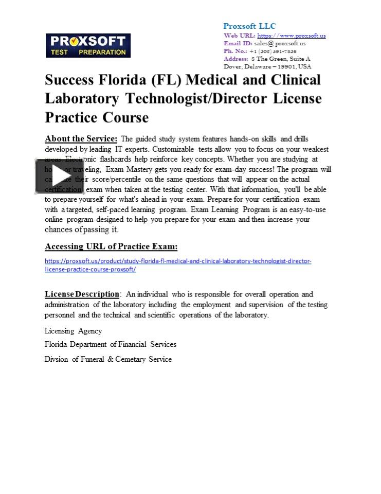 Success Florida (FL) Medical and Clinical Laboratory Technologist ...