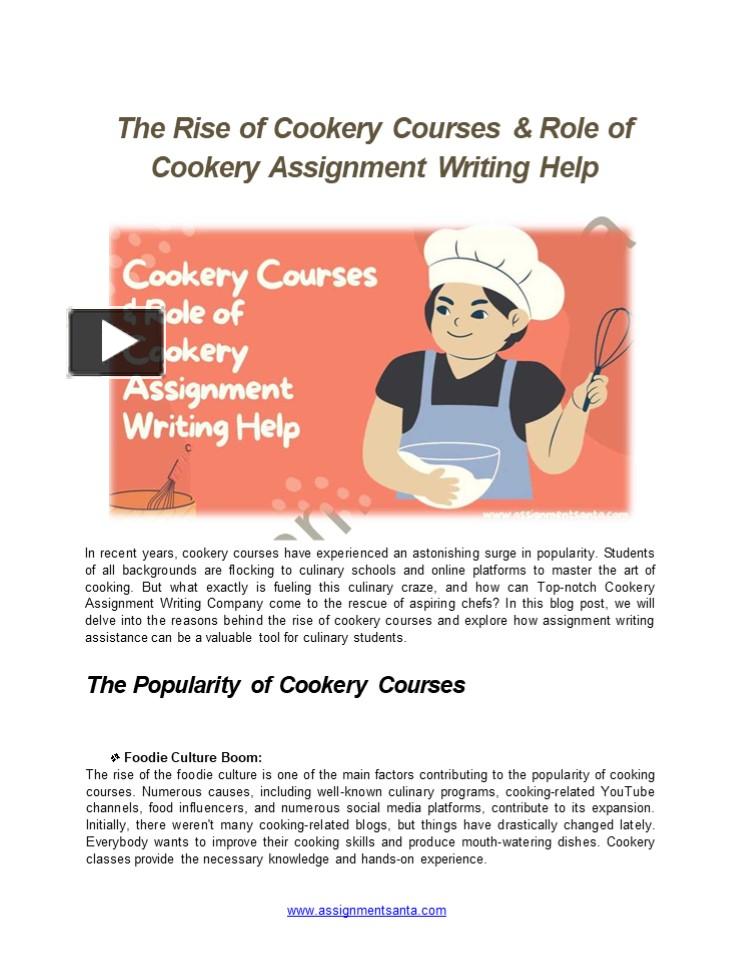 PPT – The Rise of Cookery Courses & Role of Cookery Assignment Writing ...