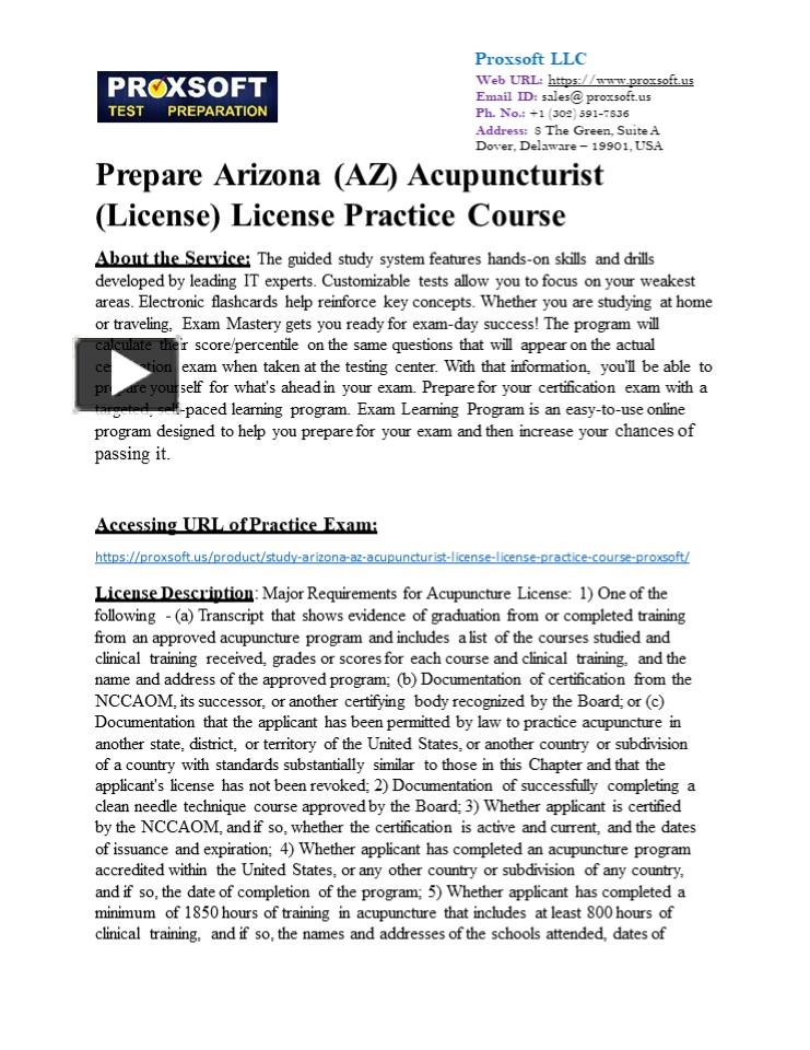 PPT – Prepare Arizona (AZ) Acupuncturist (License) License Practice ...