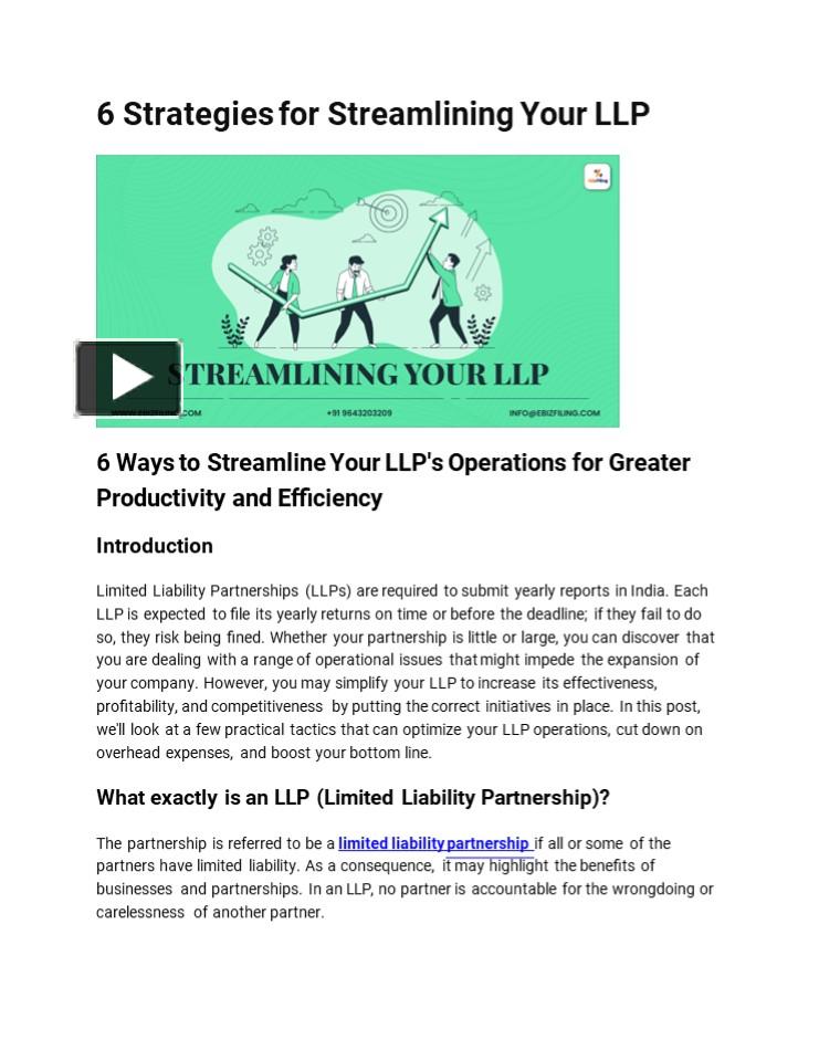 PPT – 6 Strategies for Streamlining Your LLP PowerPoint presentation ...