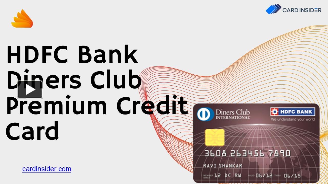 HDFC Bank Diners Club Premium Credit Card presentation | free to download