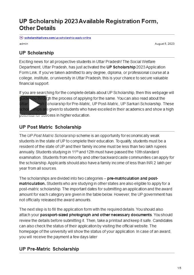 PPT – UP Scholarship PowerPoint presentation | free to download - id ...