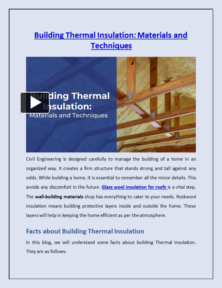 PPT – Building Thermal Insulation: Materials and Techniques PowerPoint ...