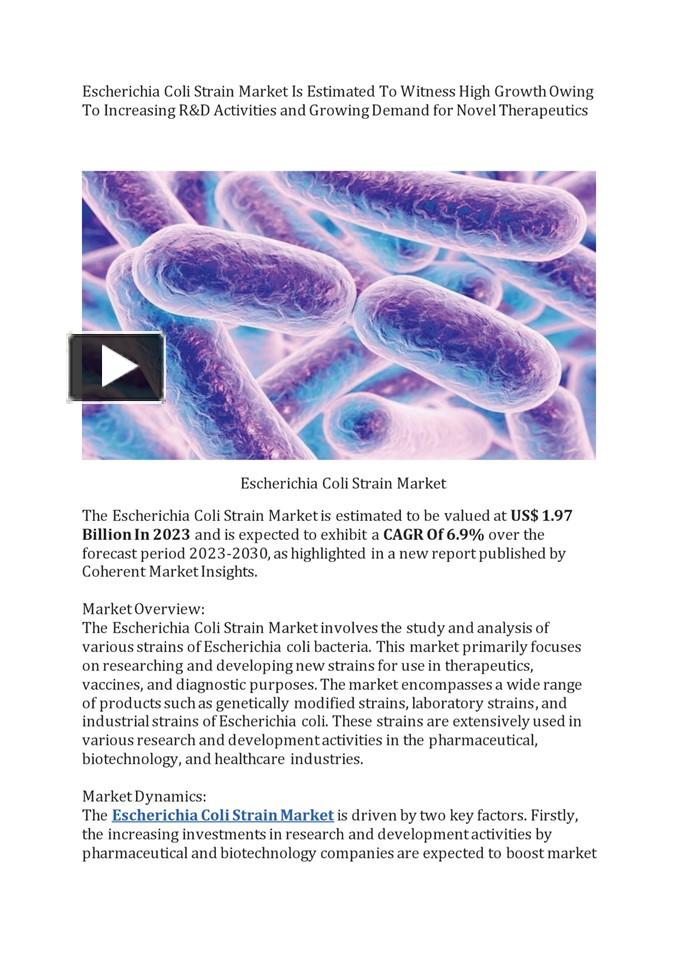PPT – Escherichia Coli Strain Market: Growing Demand for Efficient ...