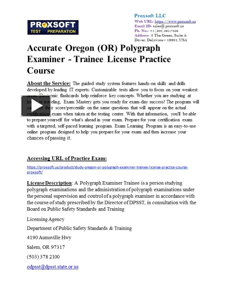 Accurate Oregon (OR) Polygraph Examiner - Trainee License Practice ...