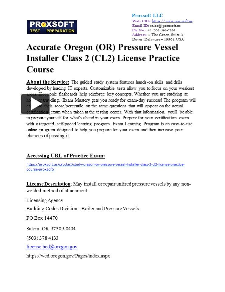 PPT – Accurate Oregon (OR) Pressure Vessel Installer Class 2 (CL2 ...
