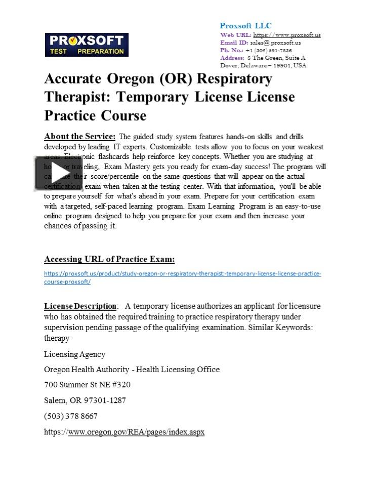 PPT – Accurate Oregon (OR) Respiratory Therapist: Temporary License ...