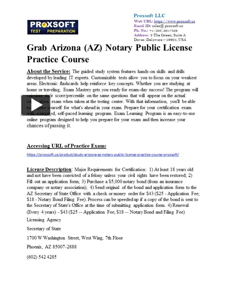 Grab Arizona (AZ) Notary Public License Practice Course presentation ...