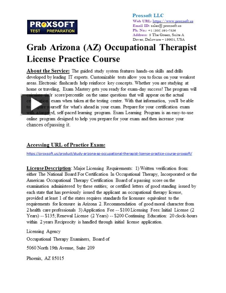 PPT – Grab Arizona (AZ) Occupational Therapist License Practice Course ...