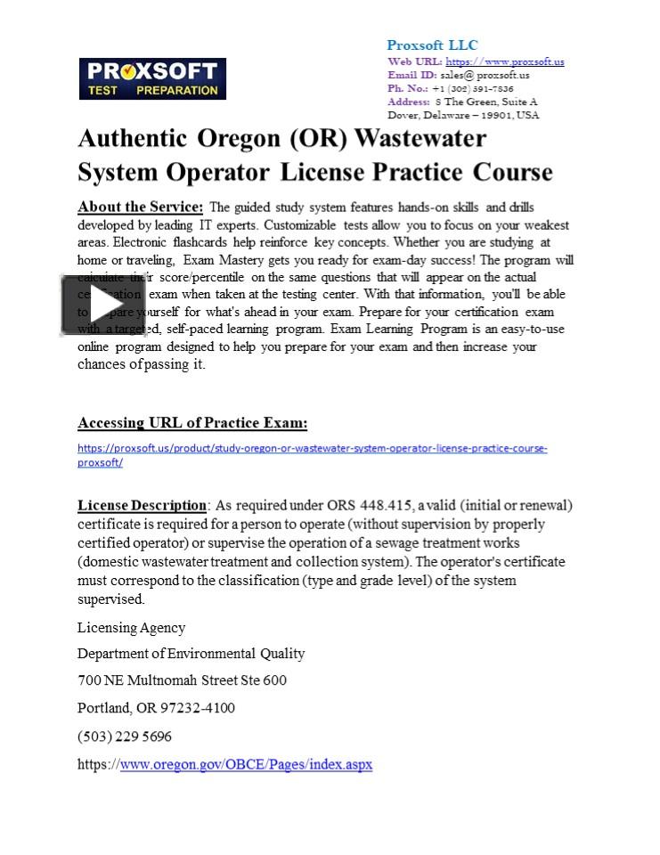 PPT – Authentic Oregon (OR) Wastewater System Operator License Practice ...