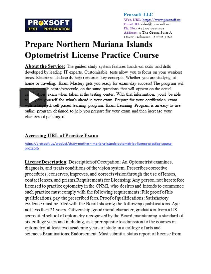 PPT – Prepare Northern Mariana Islands Optometrist License Practice ...