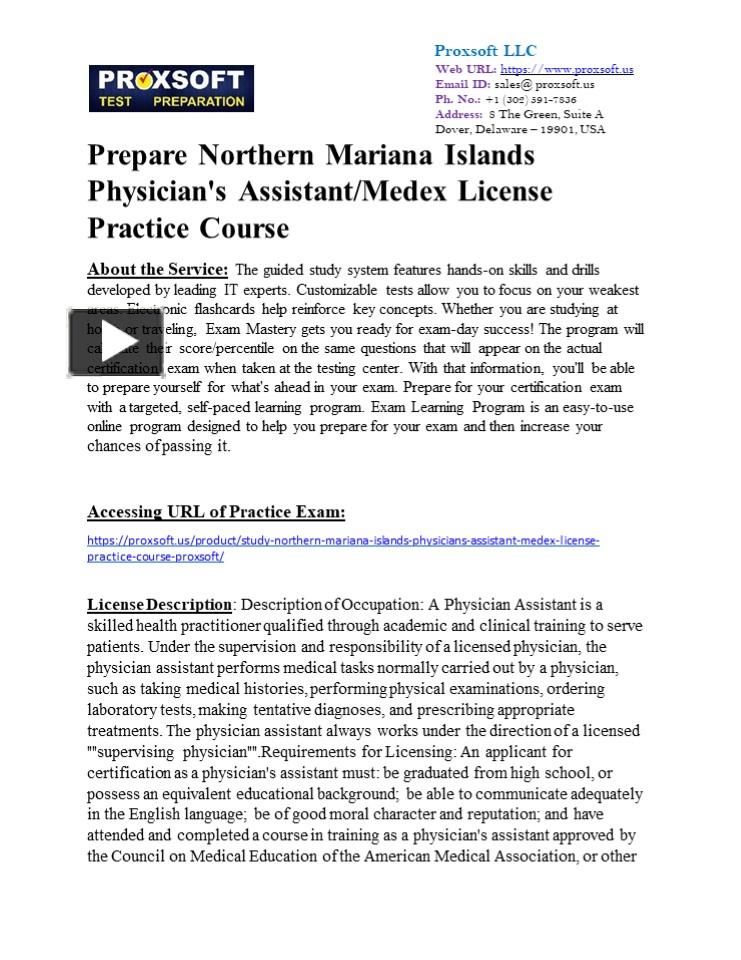 Prepare Northern Mariana Islands Physician's Assistant/Medex License ...