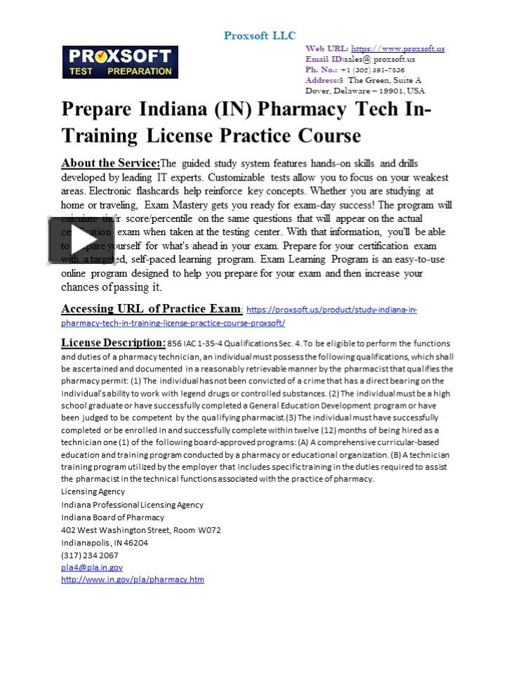 PPT – Prepare Indiana (IN) Pharmacy Tech In-Training License Practice ...