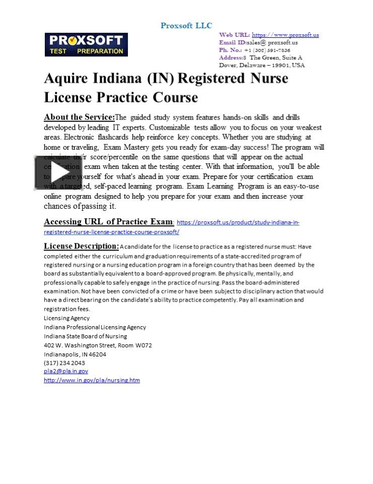 PPT – Aquire Indiana (IN) Registered Nurse License Practice Course ...