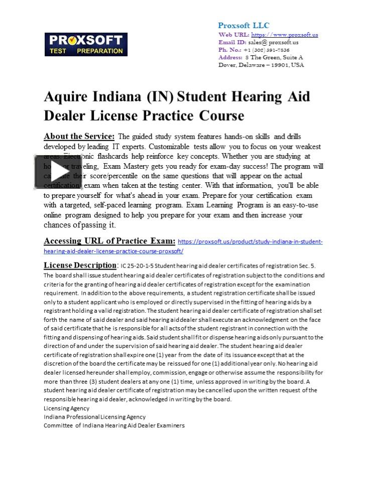 PPT – Aquire Indiana (IN) Student Hearing Aid Dealer License Practice ...