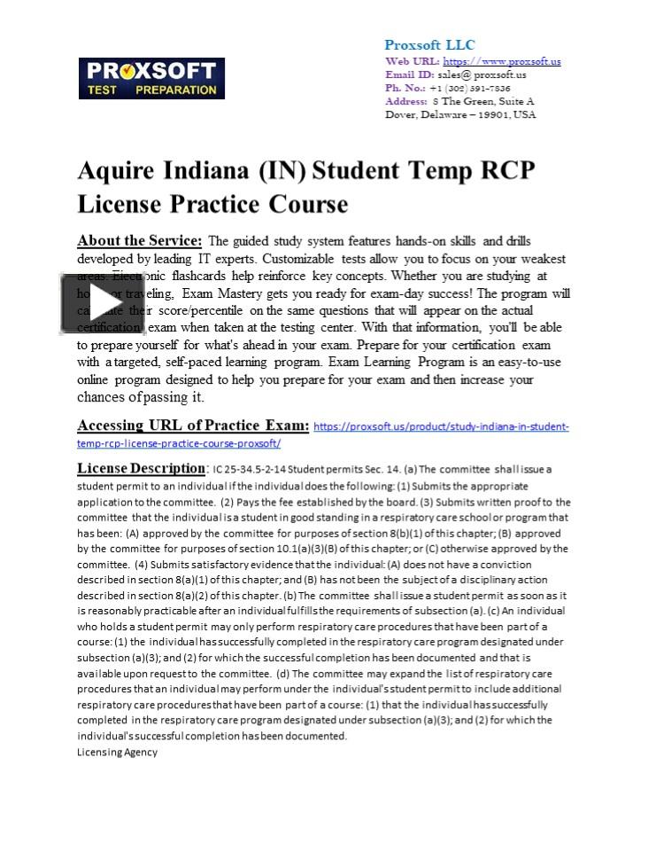 PPT – Aquire Indiana (IN) Student Temp RCP License Practice Course ...