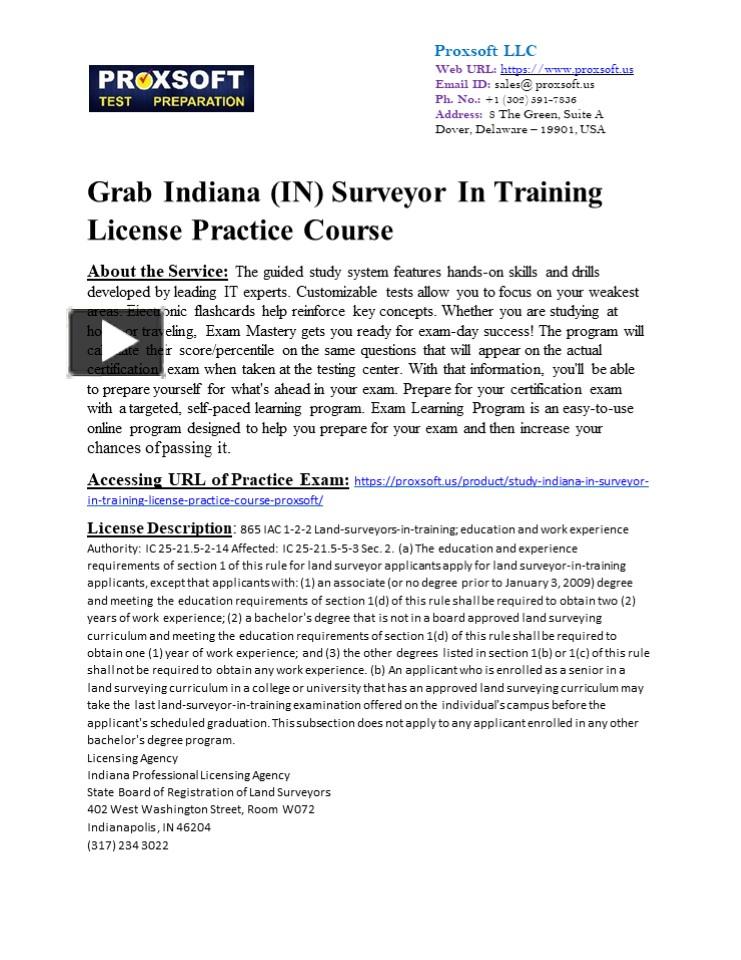 PPT – Grab Indiana (IN) Surveyor In Training License Practice Course ...