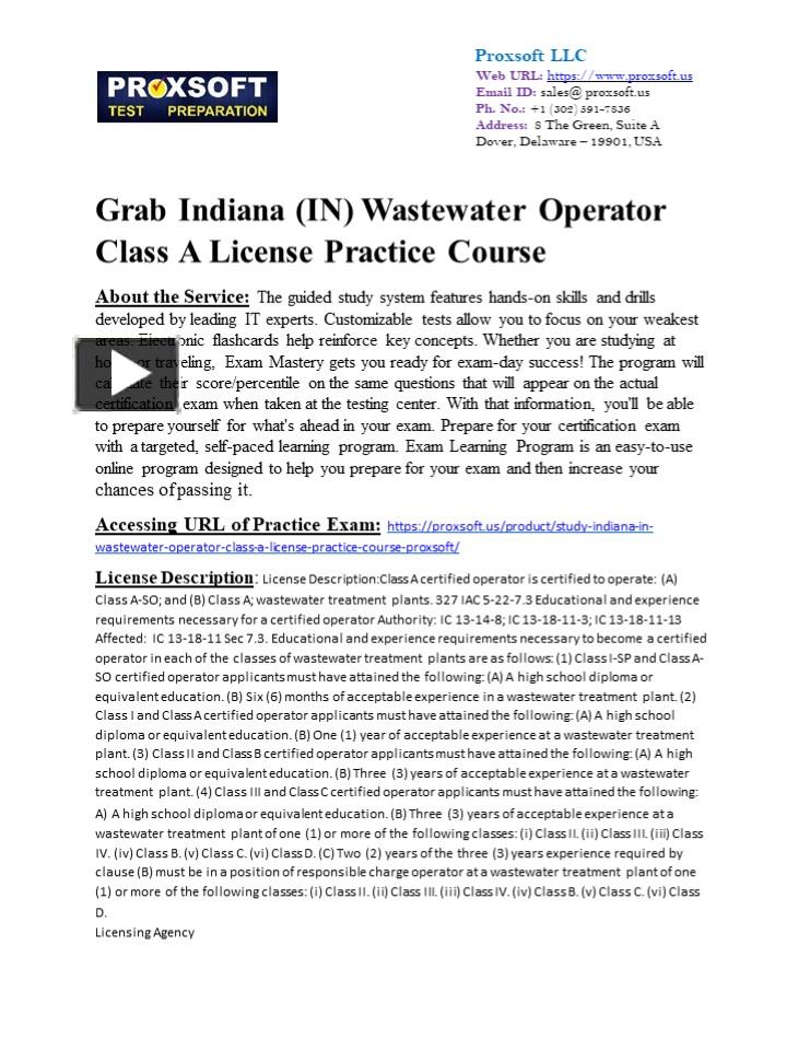 PPT – Grab Indiana (IN) Wastewater Operator Class A License Practice ...