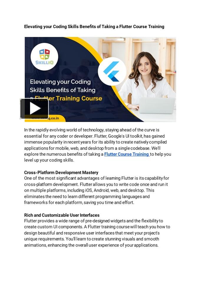 Flutter Training Institute | SkillIQ presentation | free to download