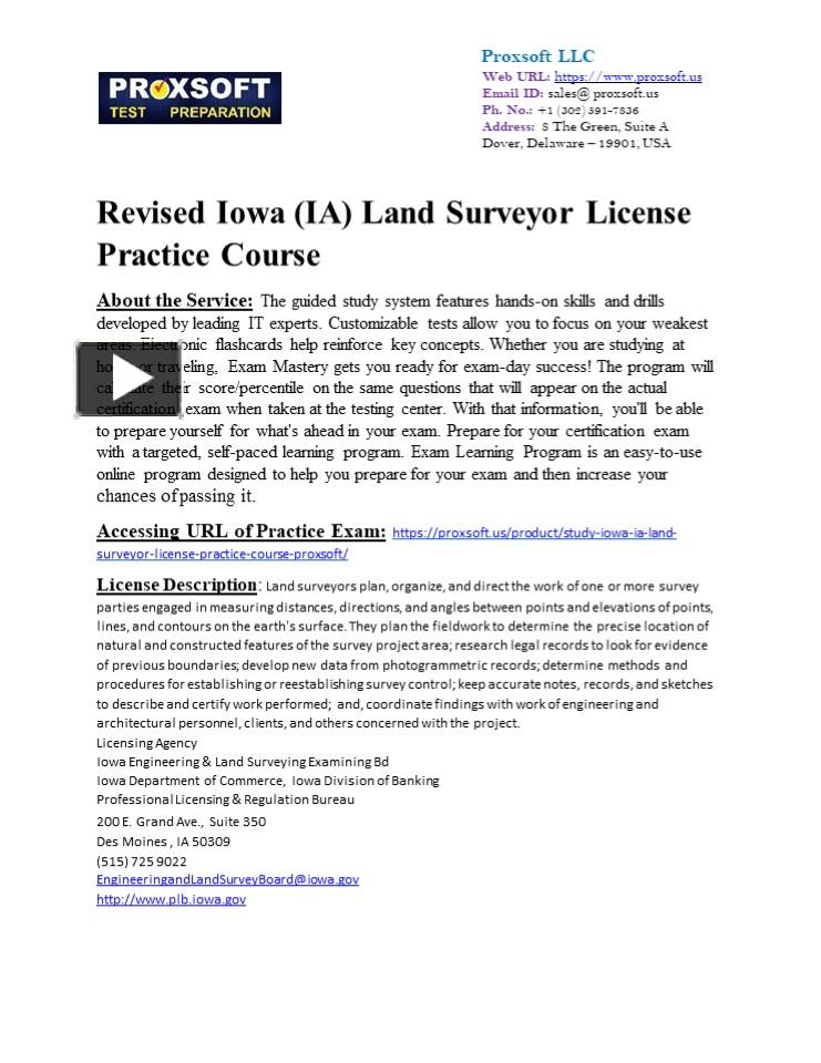 Revised Iowa (IA) Land Surveyor License Practice Course presentation ...