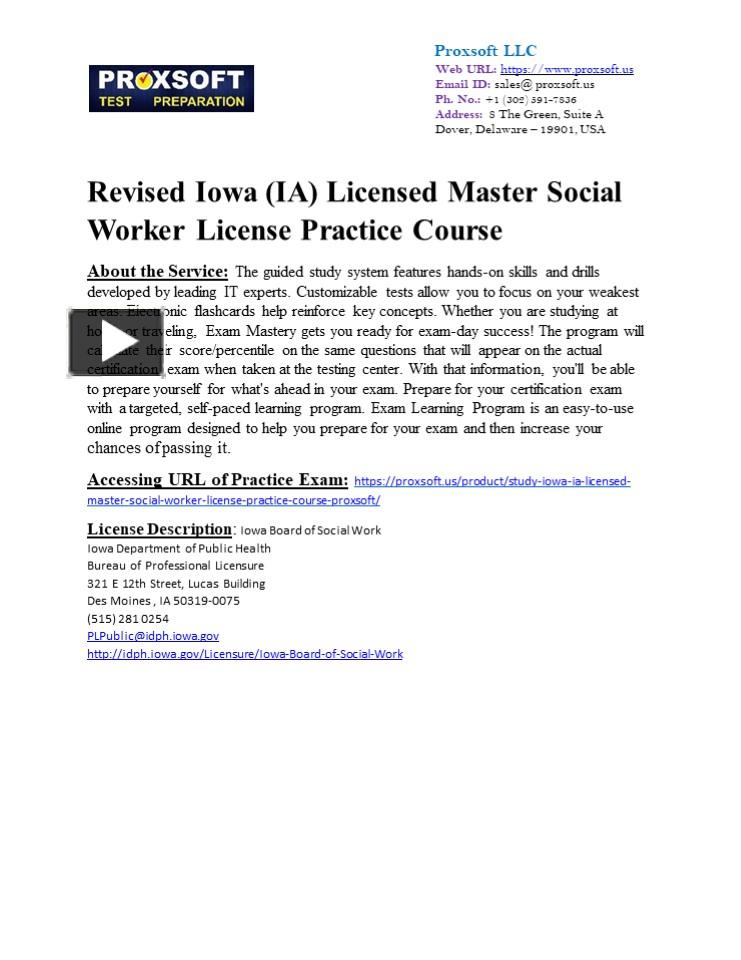 PPT – Revised Iowa (IA) Licensed Master Social Worker License Practice ...