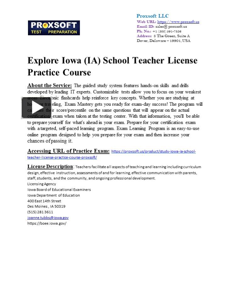 PPT – Explore Iowa (IA) School Teacher License Practice Course ...