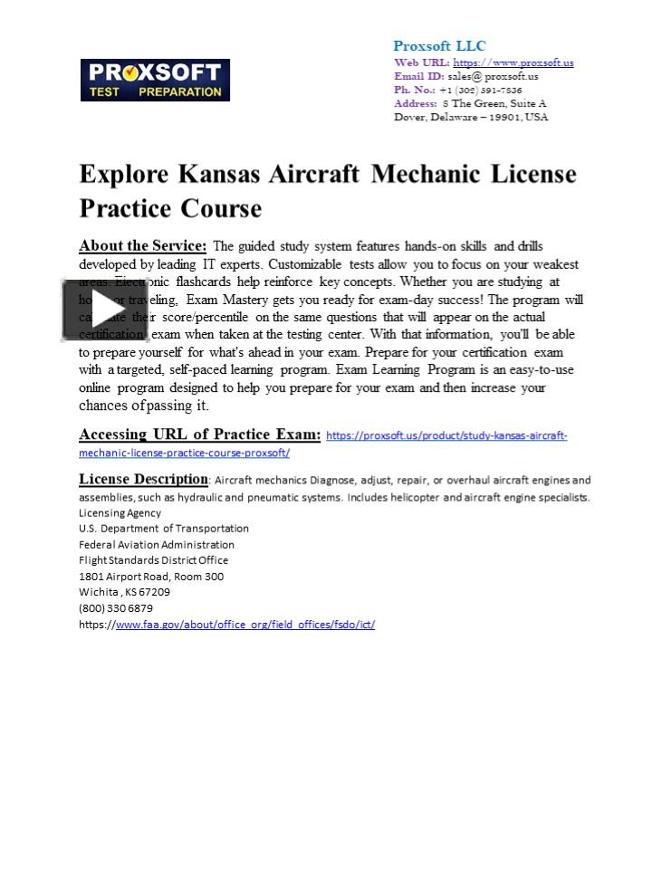 PPT – Explore Kansas Aircraft Mechanic License Practice Course ...