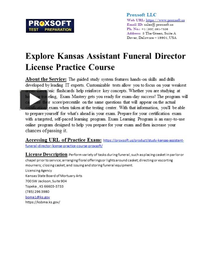 Explore Kansas Assistant Funeral Director License Practice Course ...