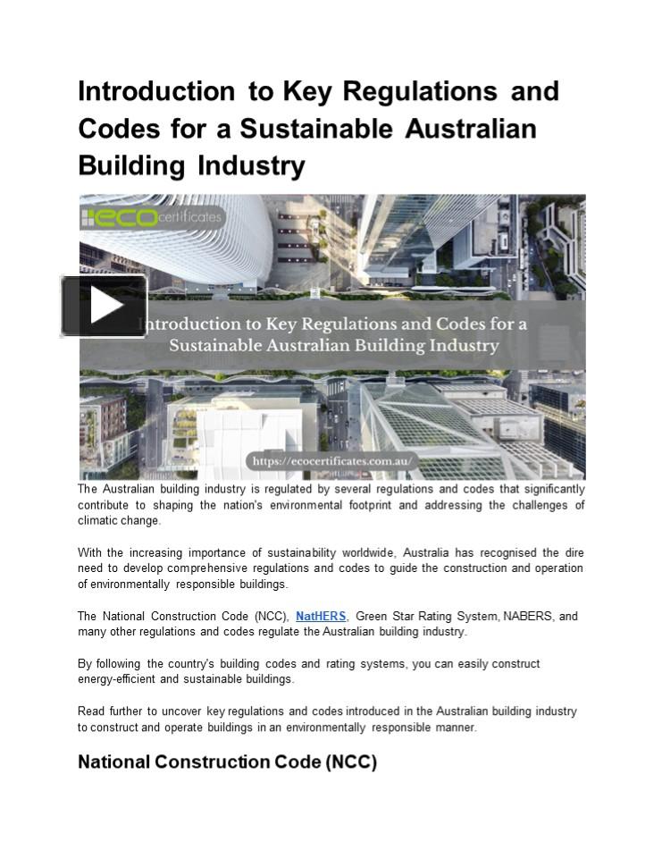 PPT – Introduction to Key Regulations and Codes for a Sustainable ...
