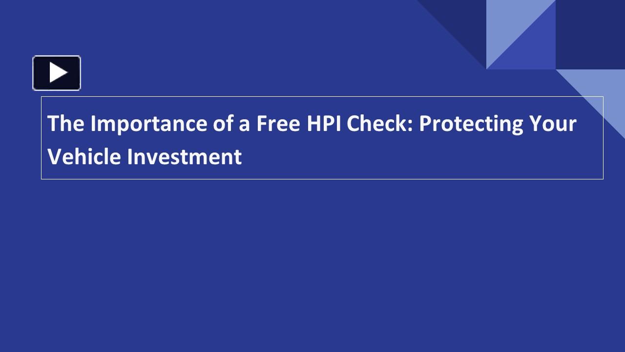 Free HPI Check - The Auto Experts presentation | free to download