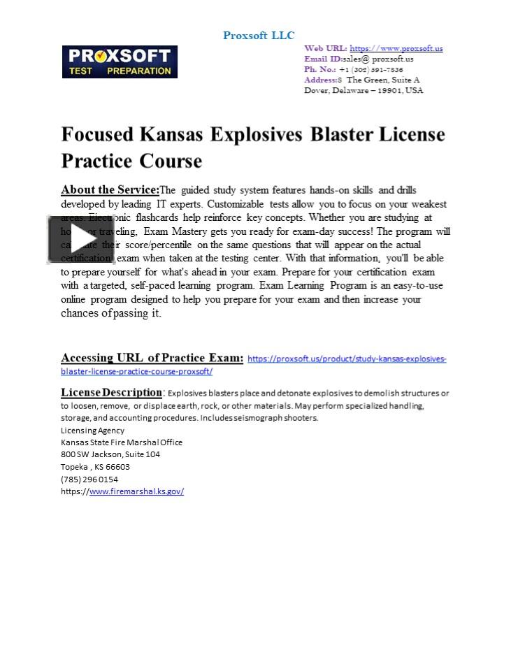 PPT – Focused Kansas Explosives Blaster License Practice Course ...