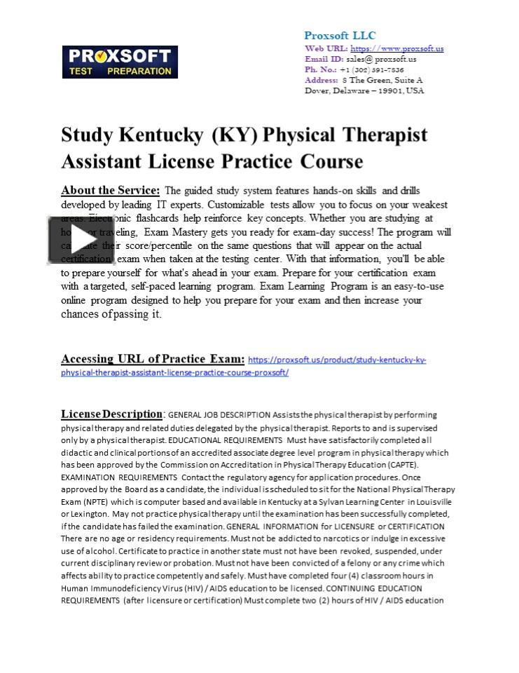 PPT – Study Kentucky (KY) Physical Therapist Assistant License Practice ...