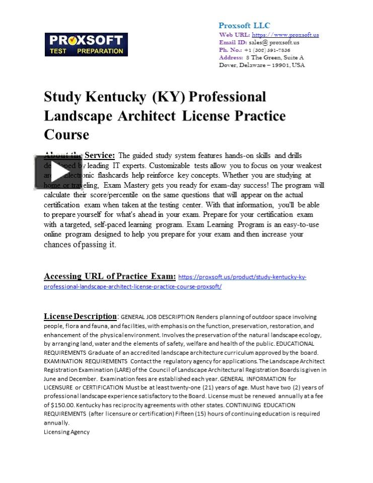 PPT – Study Kentucky (KY) Professional Landscape Architect License ...