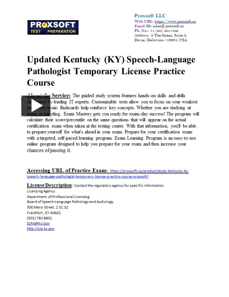 Updated Kentucky (KY) Speech-Language Pathologist Temporary License ...