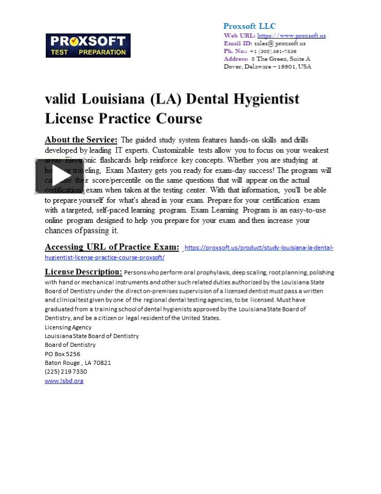 PPT – valid Louisiana (LA) Dental Hygientist License Practice Course ...