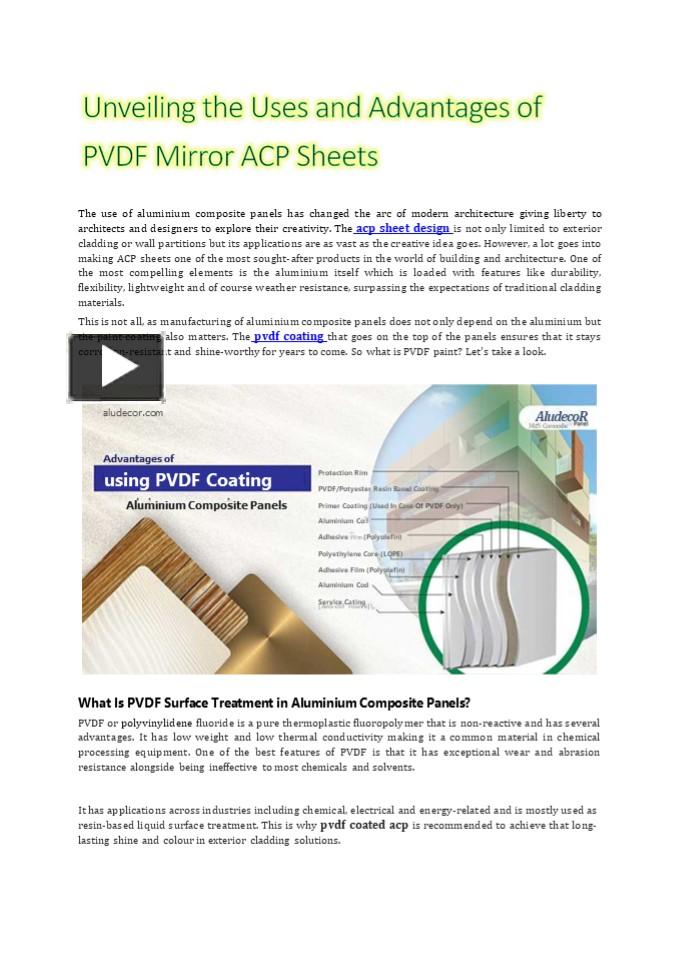 Unveiling the Uses and Advantages of PVDF Mirror ACP Sheets ...