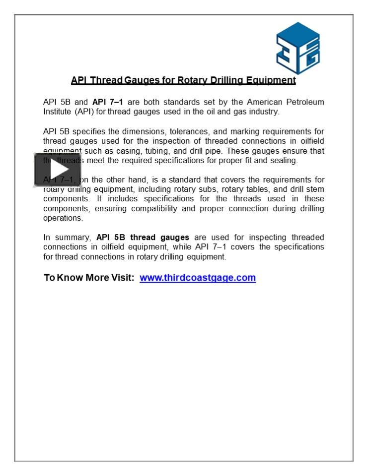 API Thread Gauges for Rotary Drilling Equipment presentation | free to ...