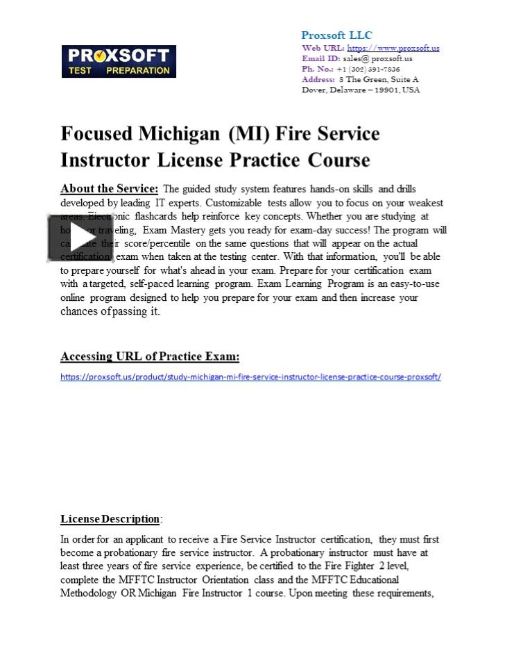 PPT – Focused Michigan (MI) Fire Service Instructor License Practice ...