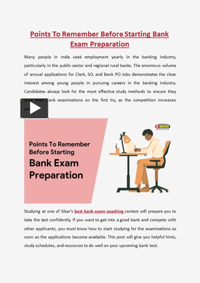 PPT – Points To Remember Before Starting Bank Exam Preparation ...