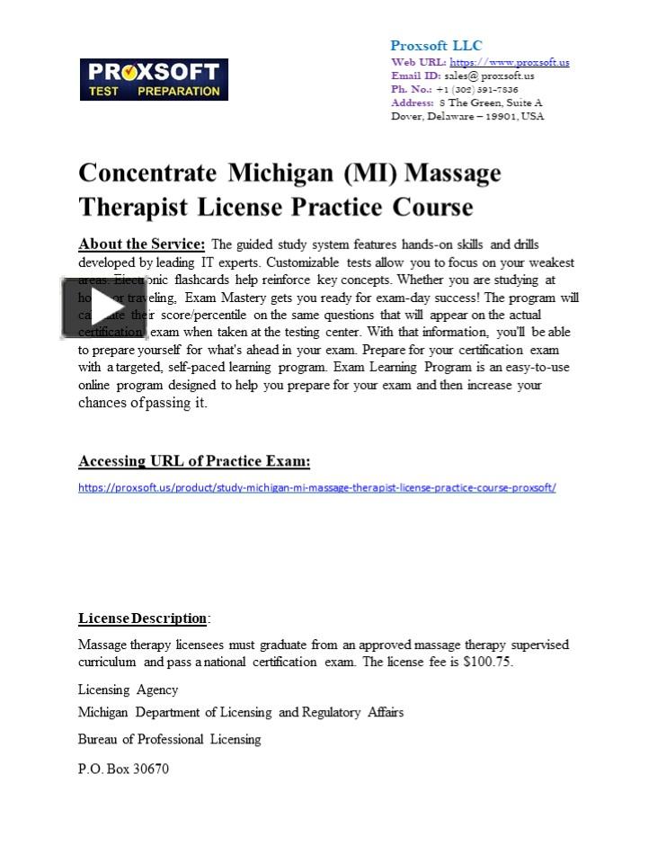 PPT – Concentrate Michigan (MI) Massage Therapist License Practice ...