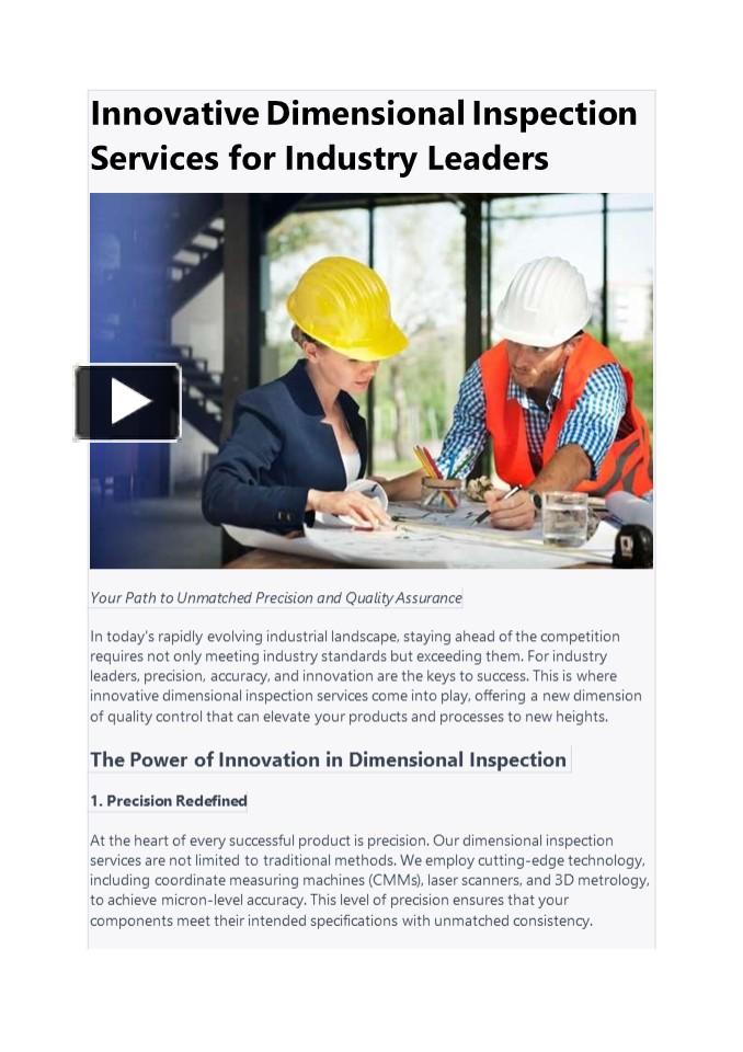PPT – Innovative Dimensional Inspection Services for Industry Leaders ...