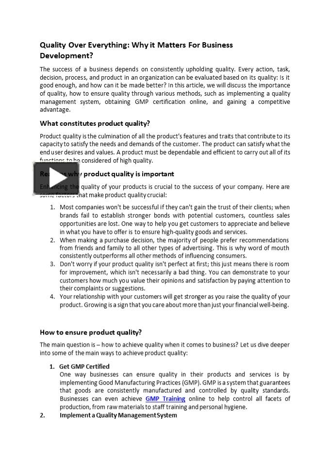 GMP Training presentation | free to download